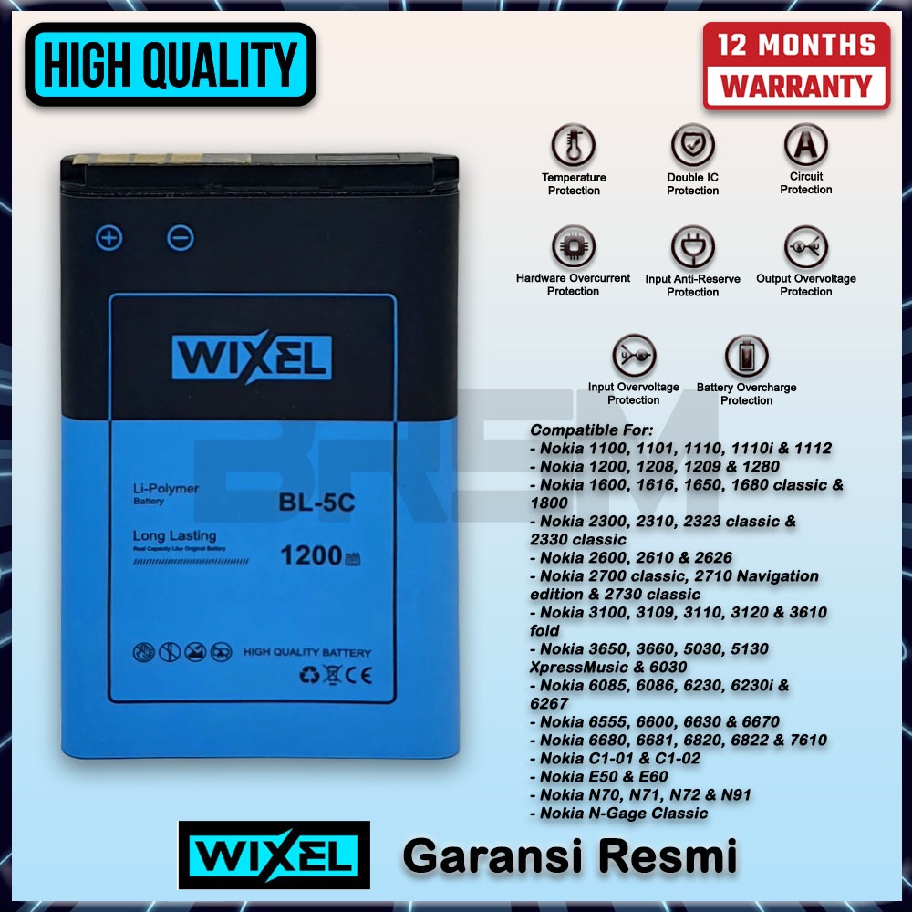 Jual WIXEL Battery Nokia 6680 6681 6820 6822 7610 BL-5C BL5C Baterai Double Power Batre Batrai ...