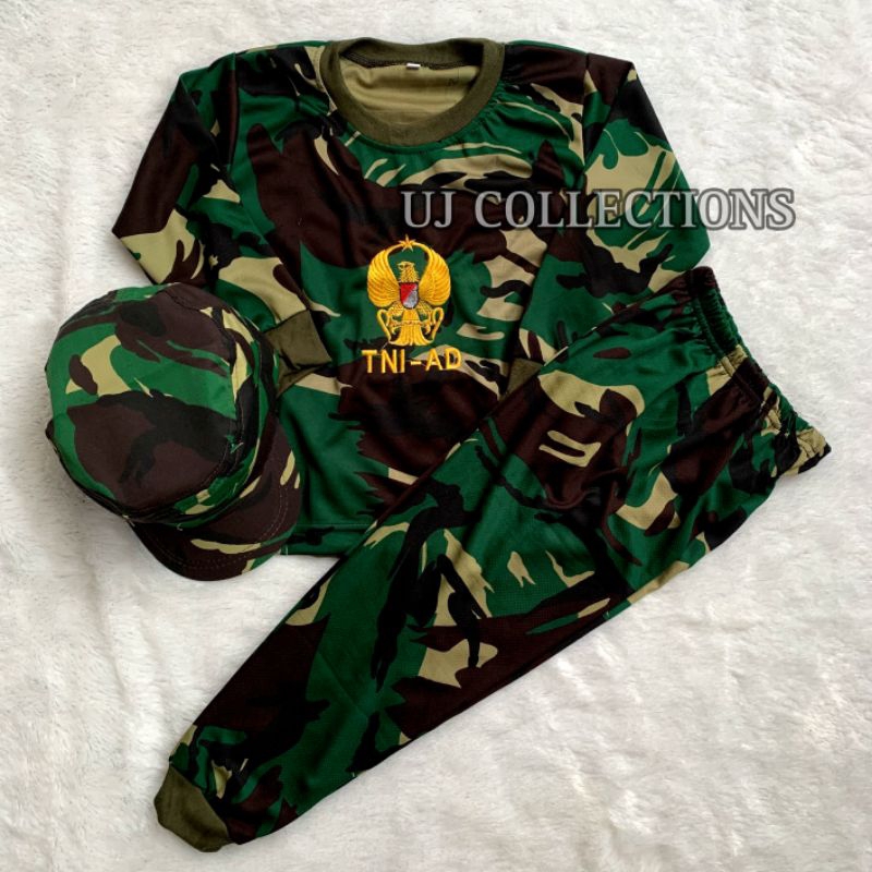 Jual SETELAN KAOS TENTARA ANAK PANJANG FREE TOPI PET LORENG MALVINAS || BAJU ANAK LORENG TENTARA ...