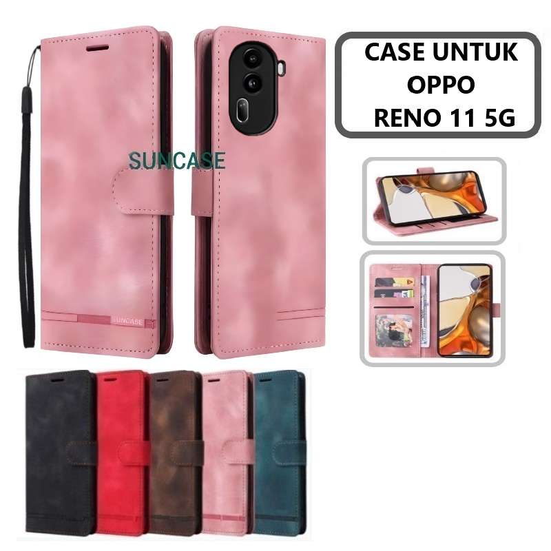 Jual Casing OPPO RENO 11 5G model flip buka tutup case kulit ada tempat ...