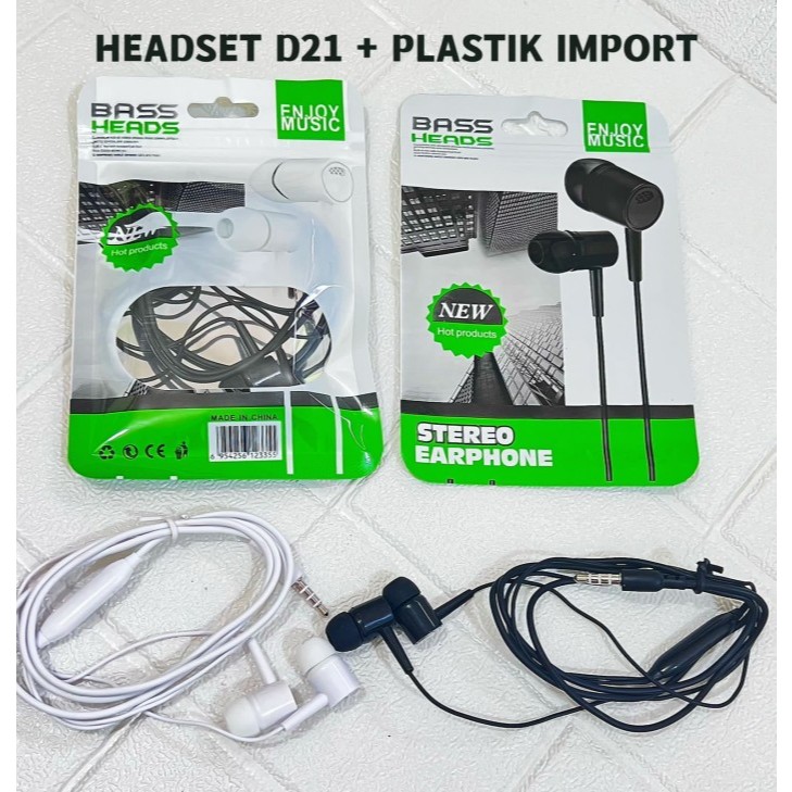 Jual Handsfree Brand D21 Packing Plastik Headset Extra Bass | Shopee Indonesia