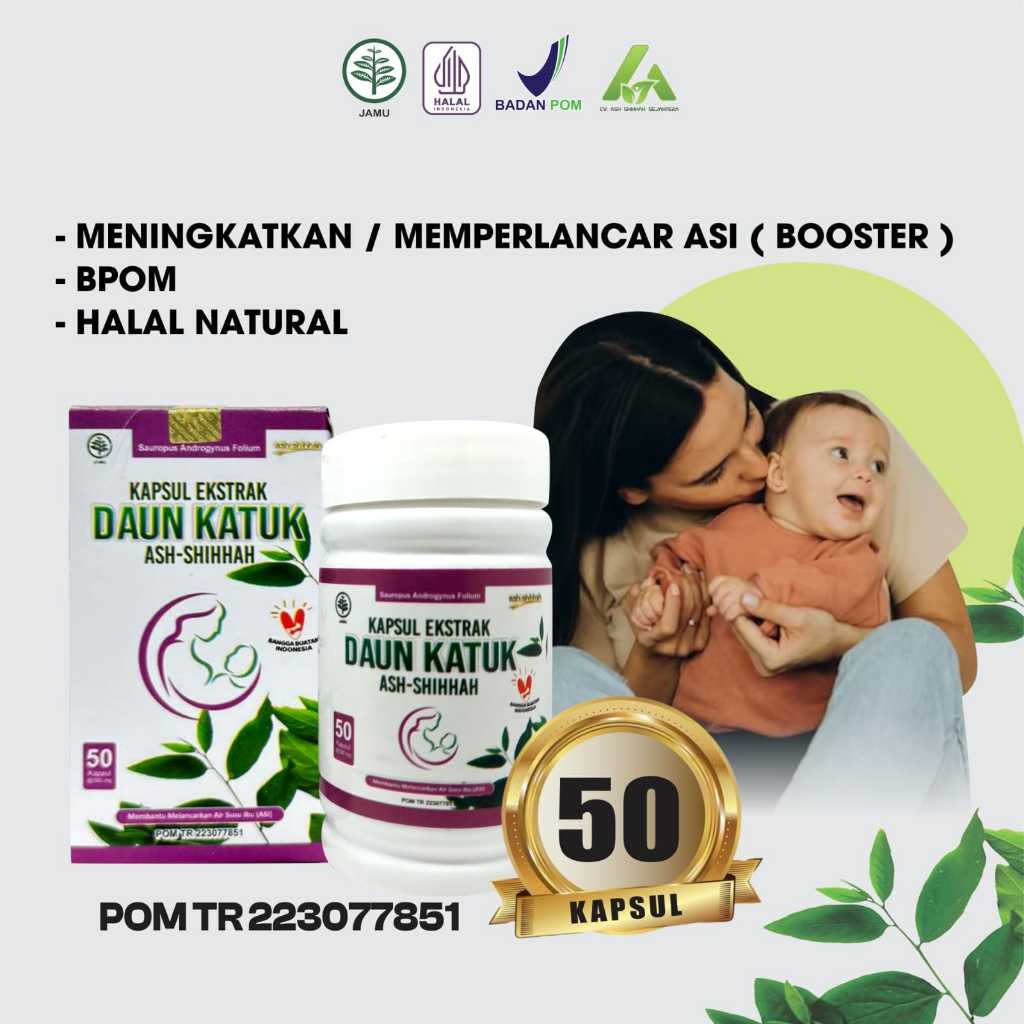 Jual Kapsul Ekstrak Daun Katuk Asi Booster Pelancar Asi Menambah Volume ASI BPOM - 50 Kapsul ...