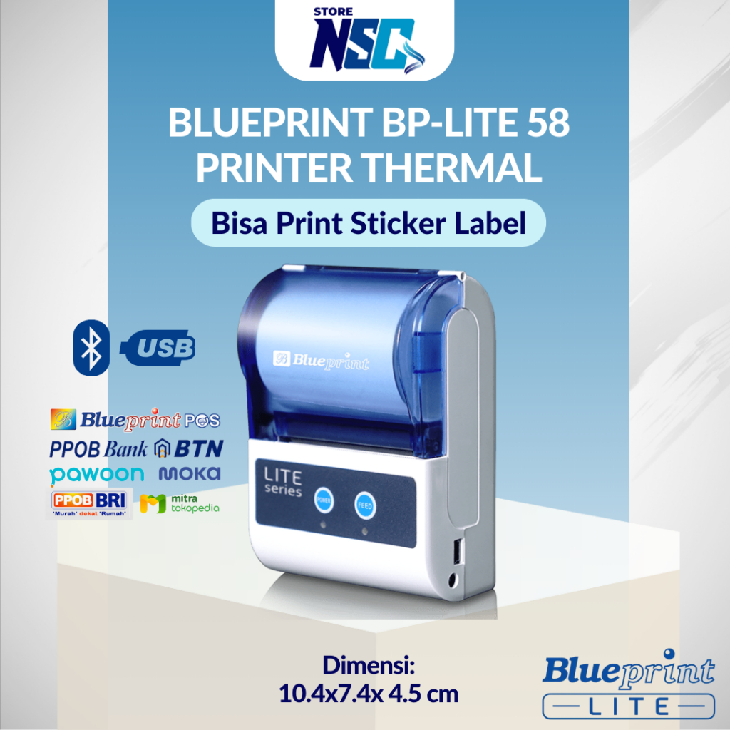 Jual Printer Thermal Portable Bluetooth BLUEPRINT BP-LITE58 | Shopee ...