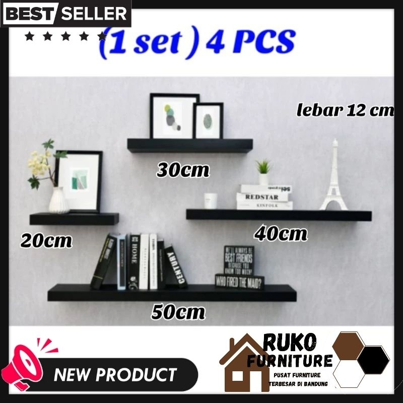 Jual papan Ambalan Rak dinding hiasan dinding Minimalis 1 set 4 pcs ...