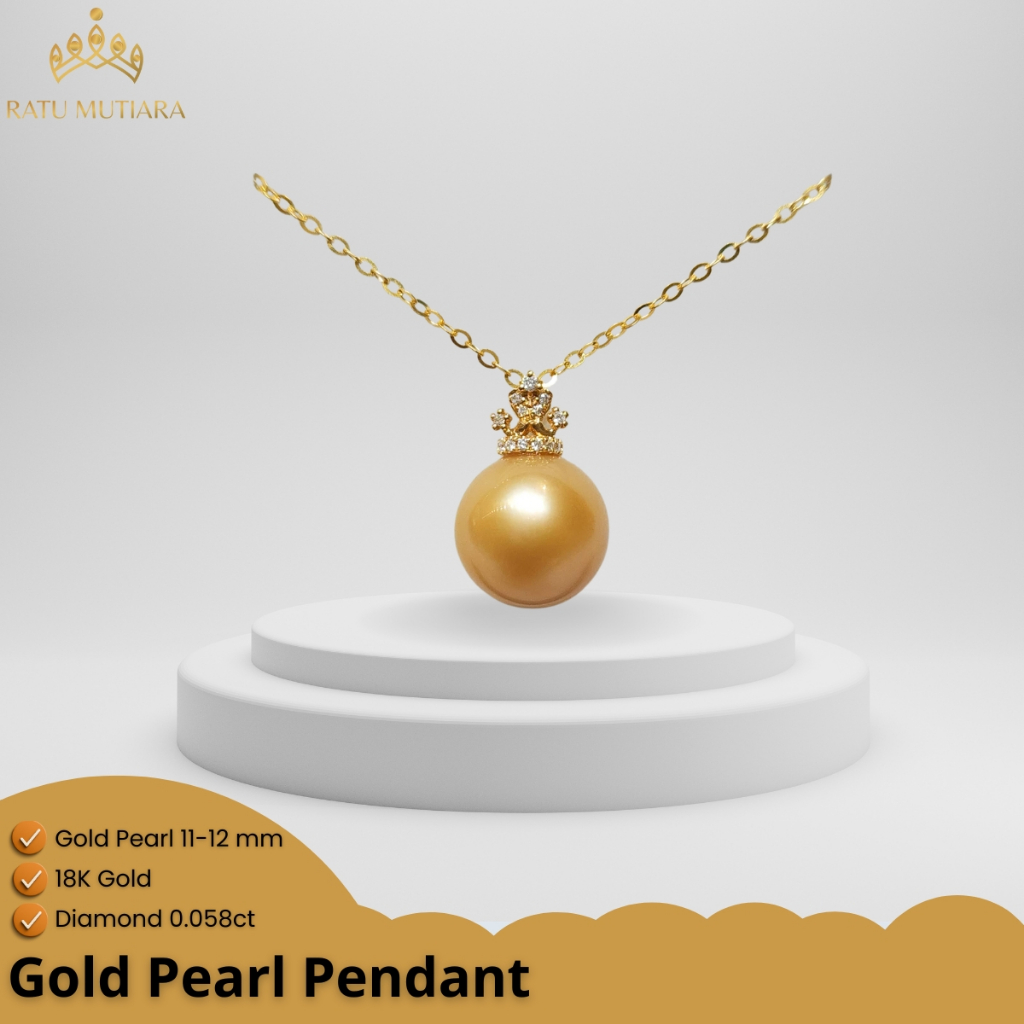Jual Ratu Mutiara Liontin Mutiara Air Laut Asli 11-12 mm 18K Gold ...