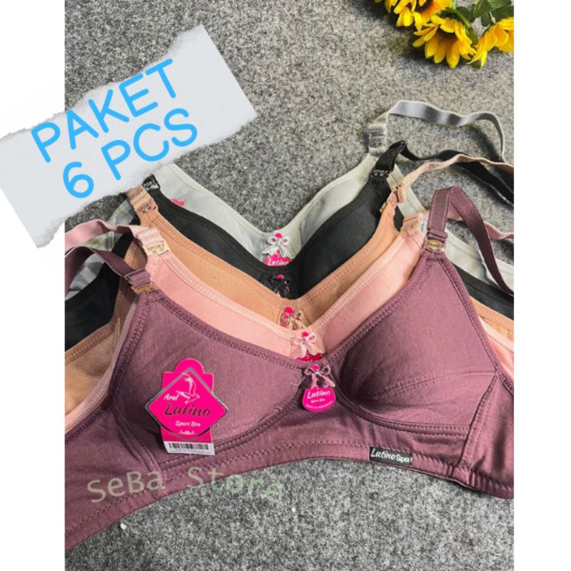 Jual (DPT 6pcs) SPORT BRA LUTINO /BH SPORT KATUN LUTINO KAIT 2 & 3 ...