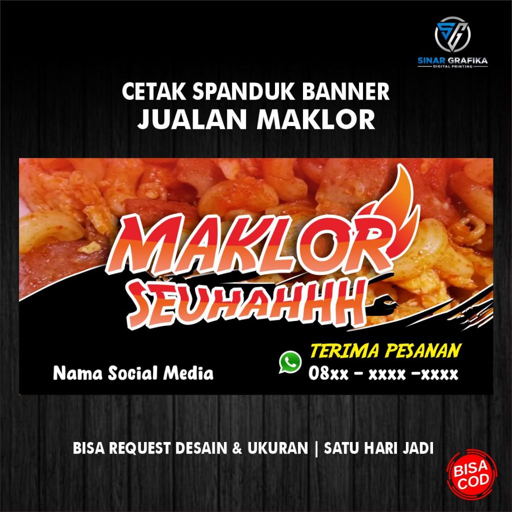 Jual Spanduk Banner Maklor / Banner Jualan Makaroni Telor | Bisa ...