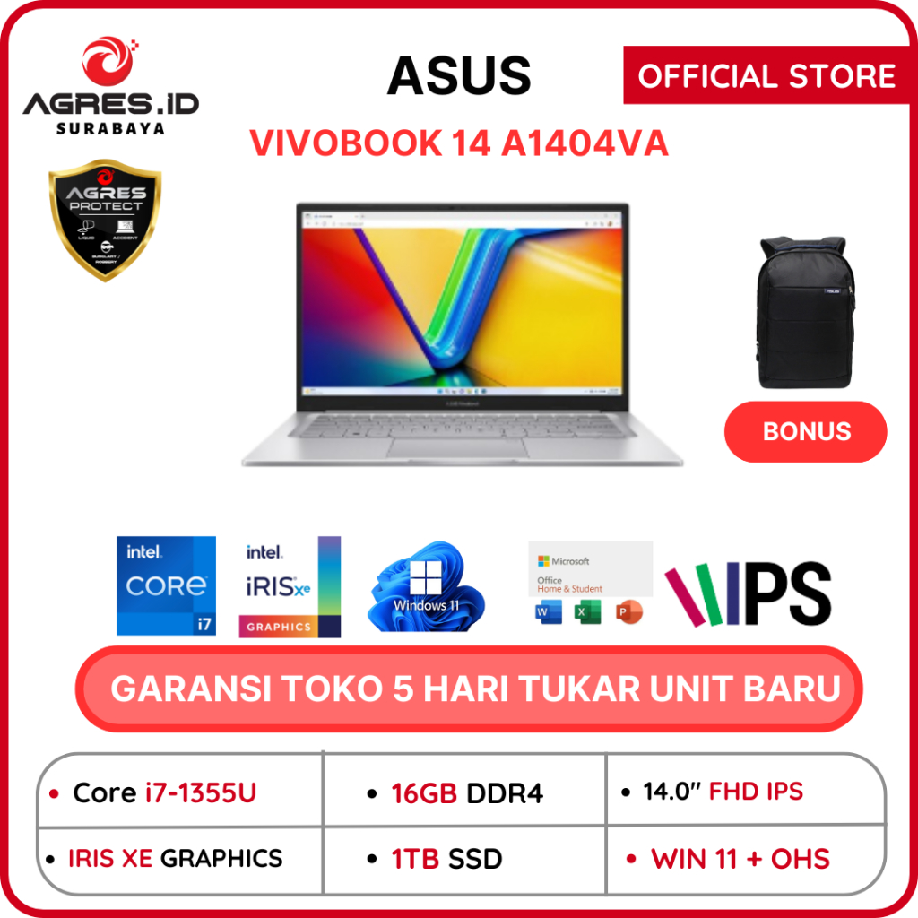Jual ASUS Vivobook 14 A1404VA Core i7 1355 SSD 16GB 1TB RAM Windows 11 ...