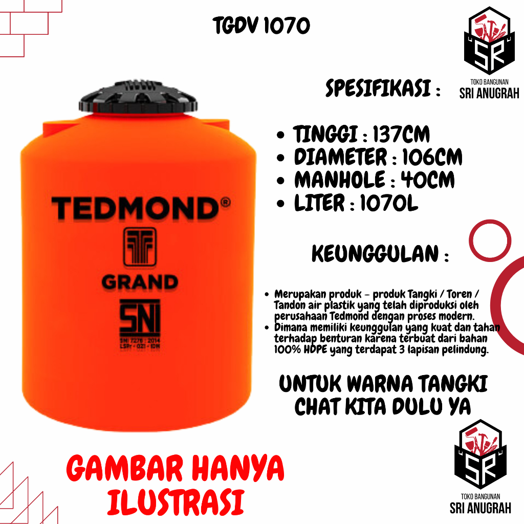 Jual TEDMOND GRAND LUXE Tangki Air Tando Air Vertikal 250L 350L 600L ...