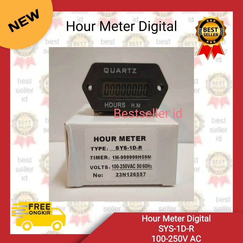 Jual Hour Meter Digital SYS-1D-R 100-250V AC / SYS-1D-R 12-36V DC-AC ...