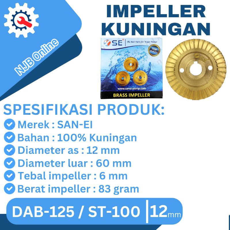 Jual Kipas Impeller Kuningan Pompa Air DAB 125 / ST-100 San Ei | Shopee Indonesia