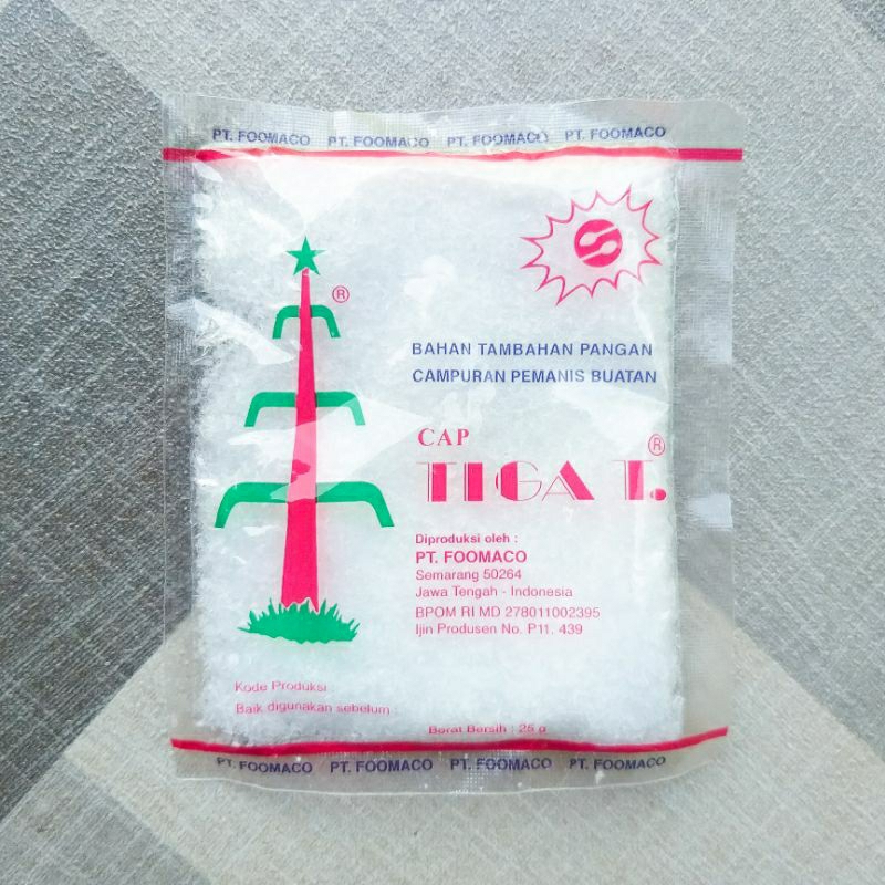 Jual PEMANIS BUATAN CAP TIGA T / 25 GRAM / PEMANIS MAKANAN DAN MINUMAN ...