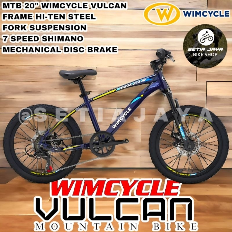 Jual Sepeda Gunung MTB 20 Inch WIMCYCLE VULCAN Steel 7 Speed Rem Cakram ...