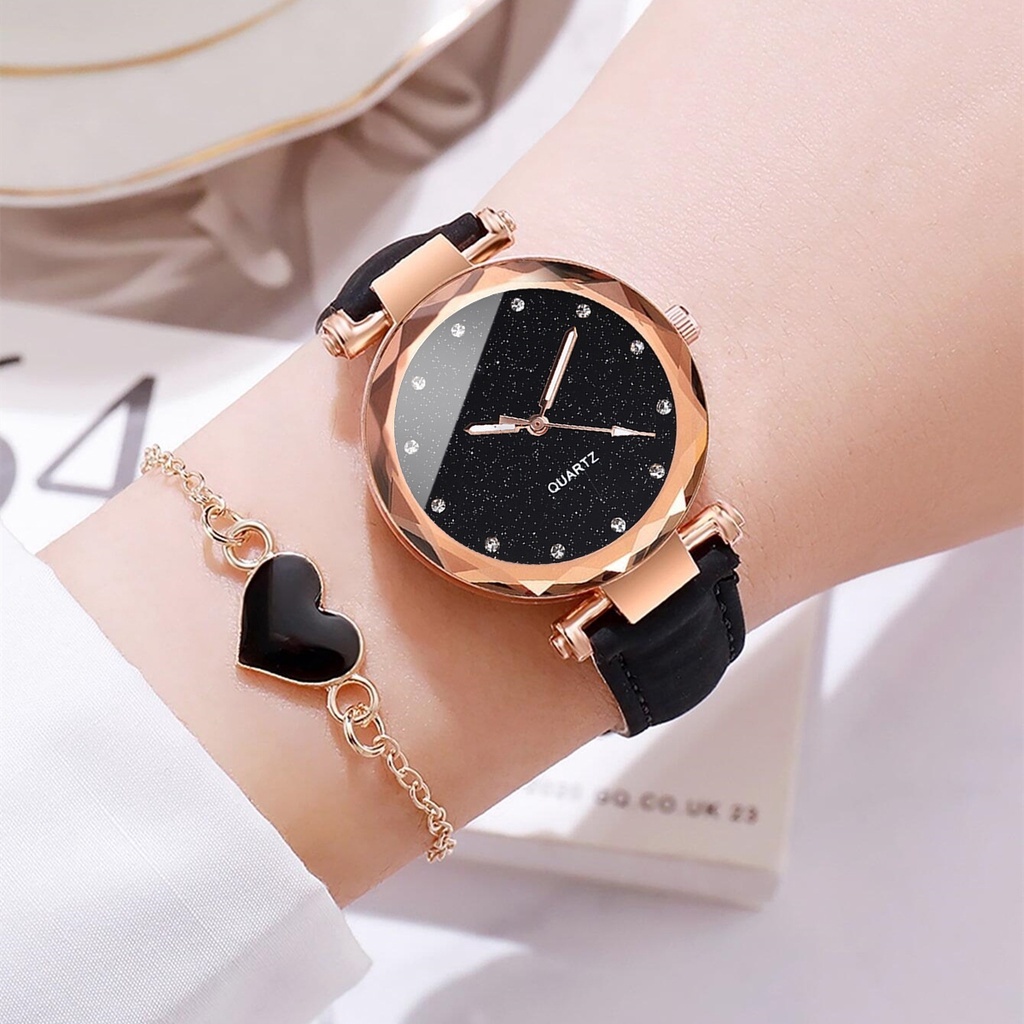 Jual Set Gelang Jam Tangan Mode Wanita Gelang Jam Tangan Kuarsa Tali ...