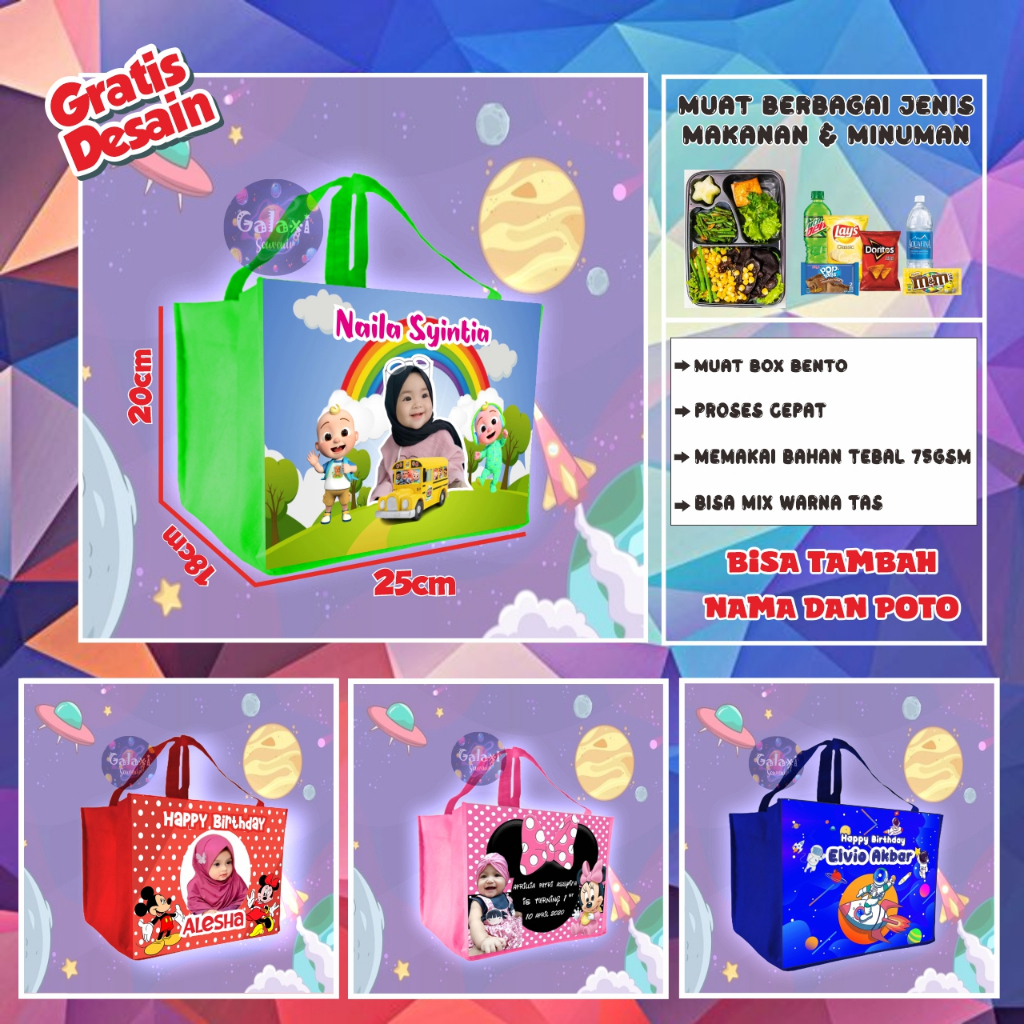 Jual Tas Ultah BENTO/Tas Ultah Muat Box Bento Landscape/ Tas Ulang ...