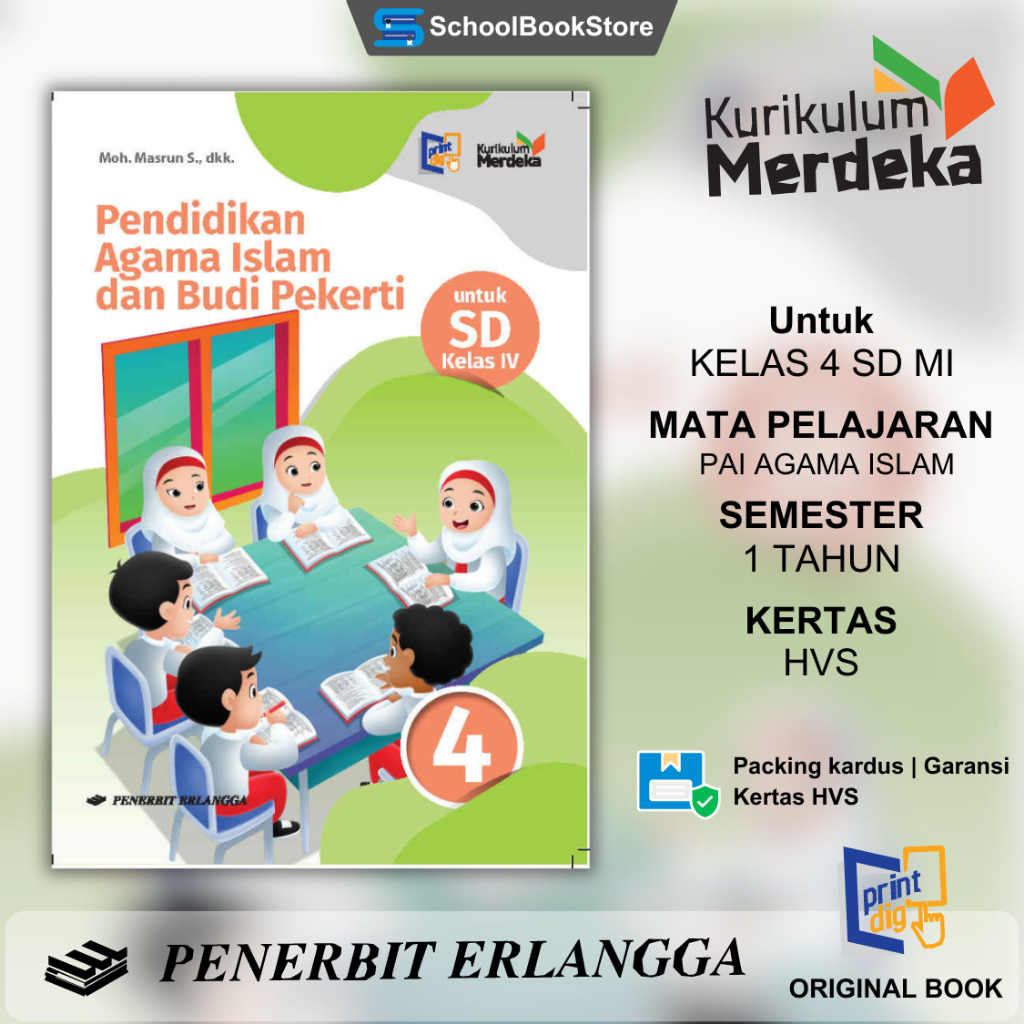 Jual Buku Paket Agama Islam Kelas 4 SD Kurikulum Merdeka Penerbit Erlangga | Shopee Indonesia