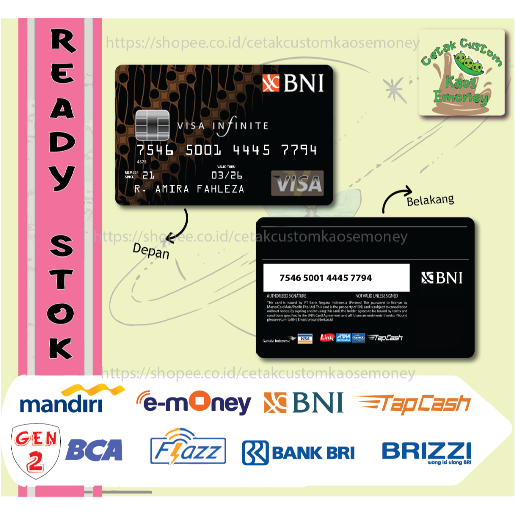 Jual KARTU E MONEY E TOLL CARD BNI INFINITE VISA BATIK CARD BNI BCA BRI ...
