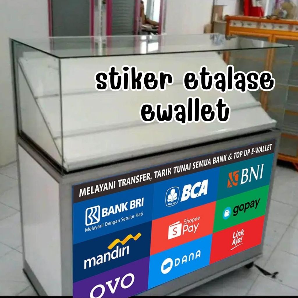 Jual STIKER VINYL TEMPELAN ETALASE TULISKAN LOGO BANK DAN EWALLET ...