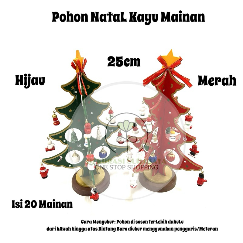 Jual Dekorasi natal pohon natal kayu 3d Tg gantung Variasi 25cm ...
