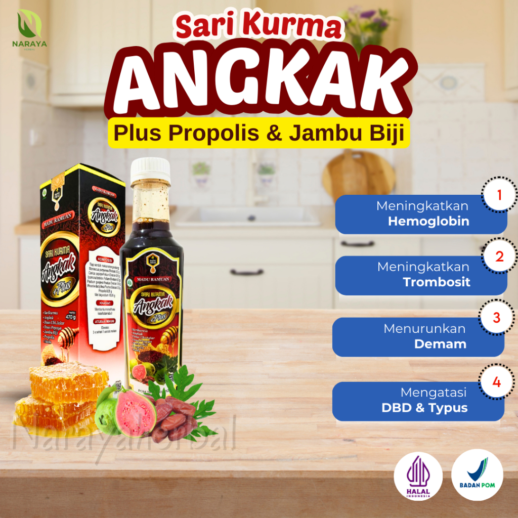 Jual Sari Kurma Angkak PLUS Propolis Jambu Biji daun Ubi Jalar 470 gram ...