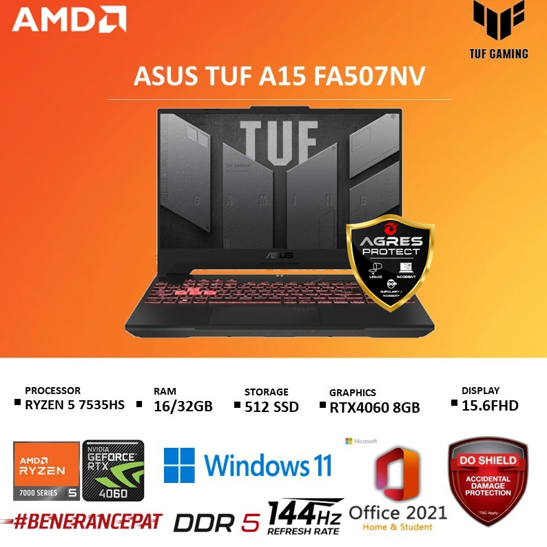 Jual ASUS TUF A15 FA507NV RYZEN 5 7535HS RTX4060 8GB/ 16GB 512GB W11 ...