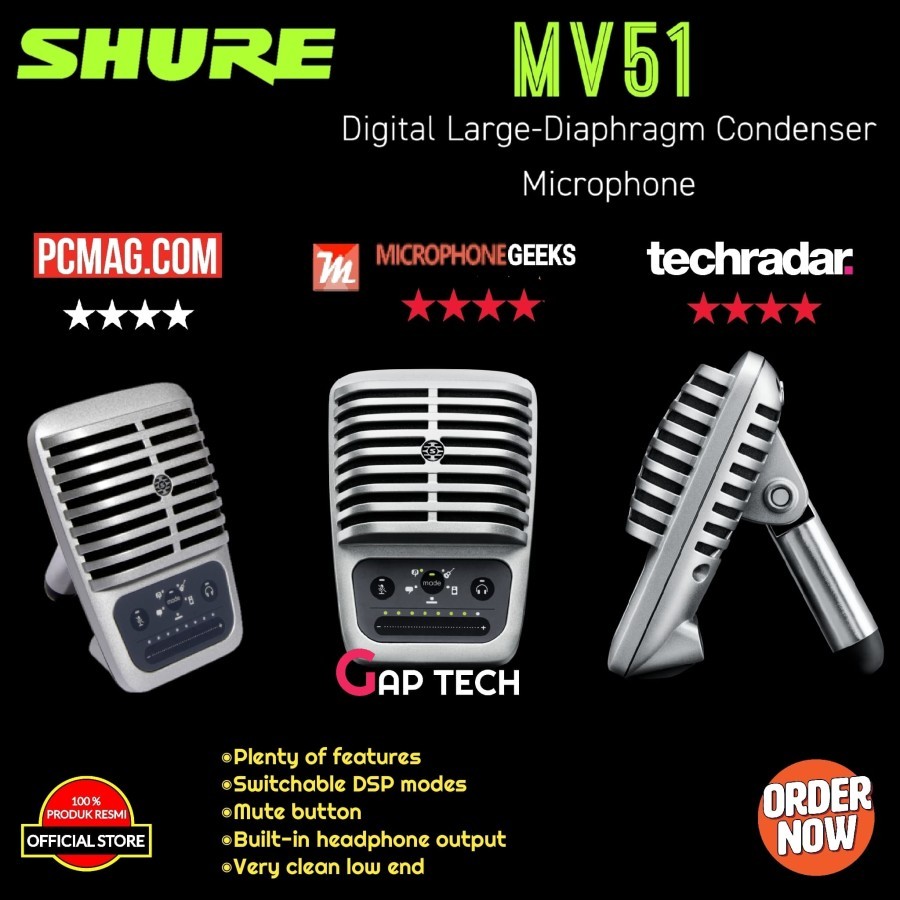 Jual Shure Motiv MV51 / MV 51 Digital Large-Diaphragm Condenser ...