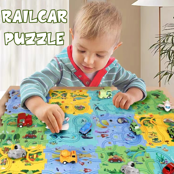 Jual Mainan Puzzle Mobil Rel Listrik DIY Rakitan Jigsaw Jalur Kereta ...