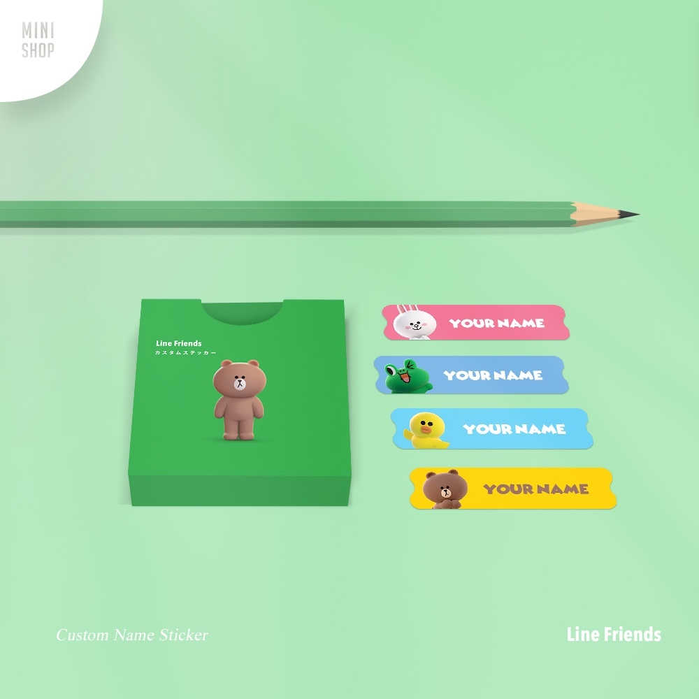 Jual Stiker Nama Custom Waterproof Line Friends ( Brown Cony Sally ...