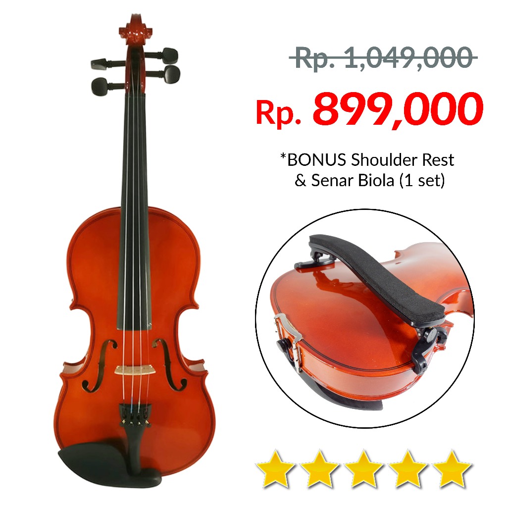 Jual Biola Violin & Shoulder Rest Ukuran 4/4 Full Solid Wood Lengkap ...