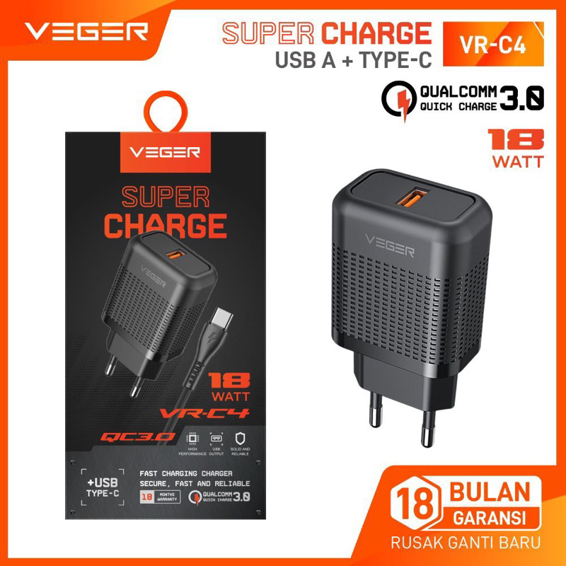 Jual Charger Veger Vr C4 Qualcomm Quick Charge 3 0 Support Fast