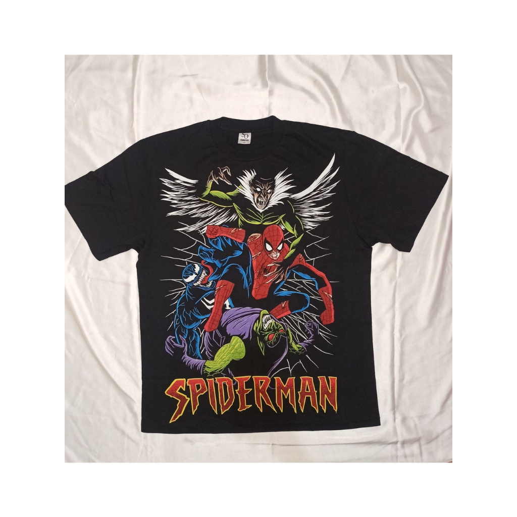 Jual Kaos Vintage Marvel Bootleg Spiderman vs Venom, Vulture, Green ...