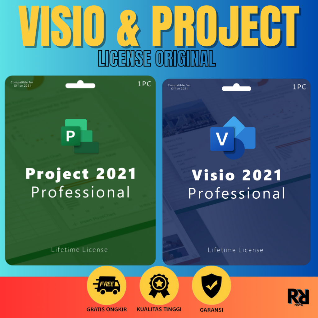 Jual Original Visio Pro & Project Pro 2021 for Windows | License ...
