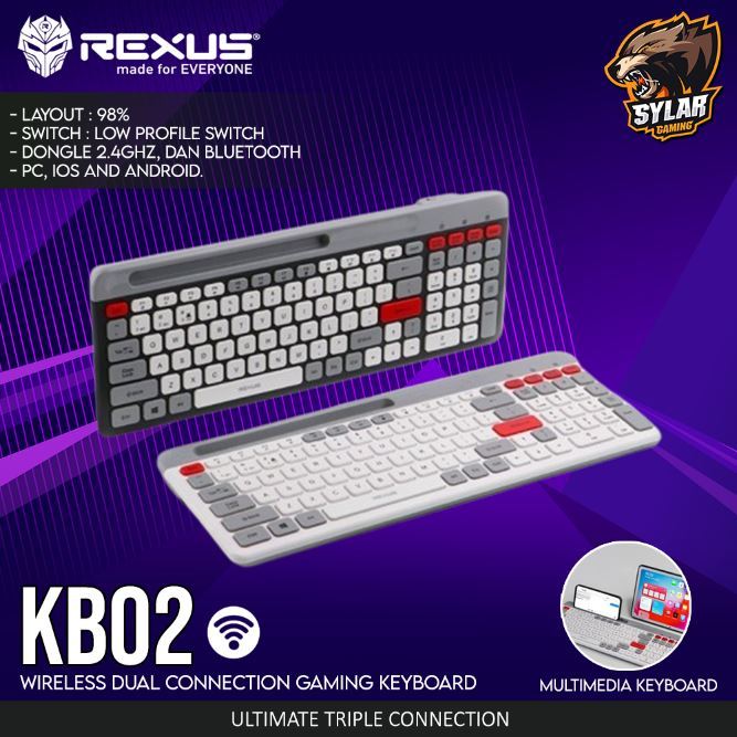 Jual Rexus KB02 Wireless Dual Connection Gaming Keyboard | Shopee Indonesia