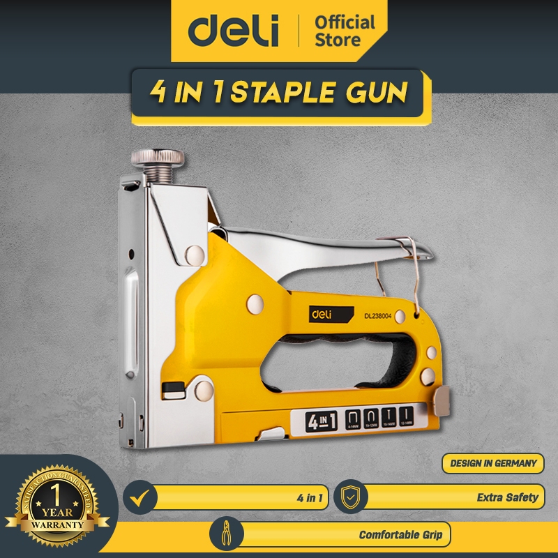 Jual Deli Tools Staples Tembak / Stapler Gun Tacker 4 in 1 DL238004 | Shopee Indonesia