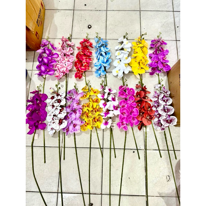 Jual TANGKAIAN Bunga Anggrek Latex JUMBO Tangkai9 Kuntum Hiasan ...
