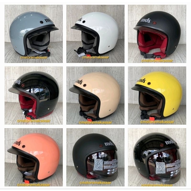 Jual Helm MDS Magnum MDS Retro Half Face Model Bogo Kaca Full Smoke SNI ...