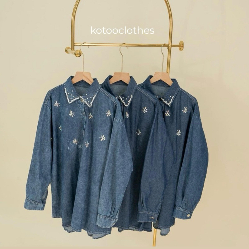 Jual Denim payet dan bordir Kemeja wanita | Kemeja jeans wanita ...
