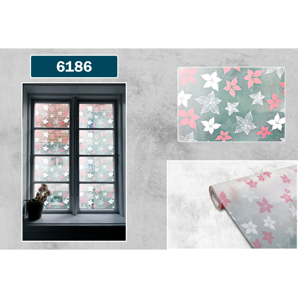 Jual STIKER KACA MOTIF (6186 DAN 6186B) L122 CM X P 50 CM, SANDBLAST ...