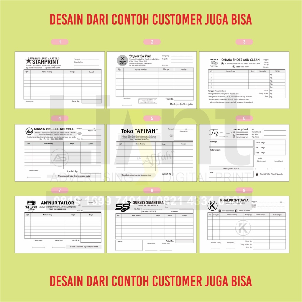 Jual NOTA 1 WARNA 1/4 FOLIO - CUSTOM DESAIN LOGO CUSTOMER 1PLAY ...