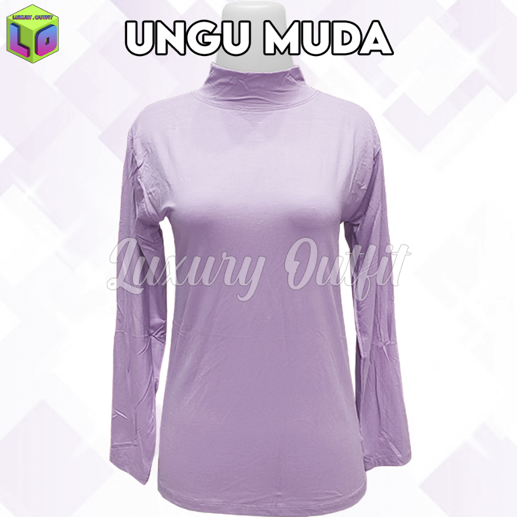 Jual Baju Manset Lengan Panjang Wanita Kerah Sanghai Turtle Neck Polos ...