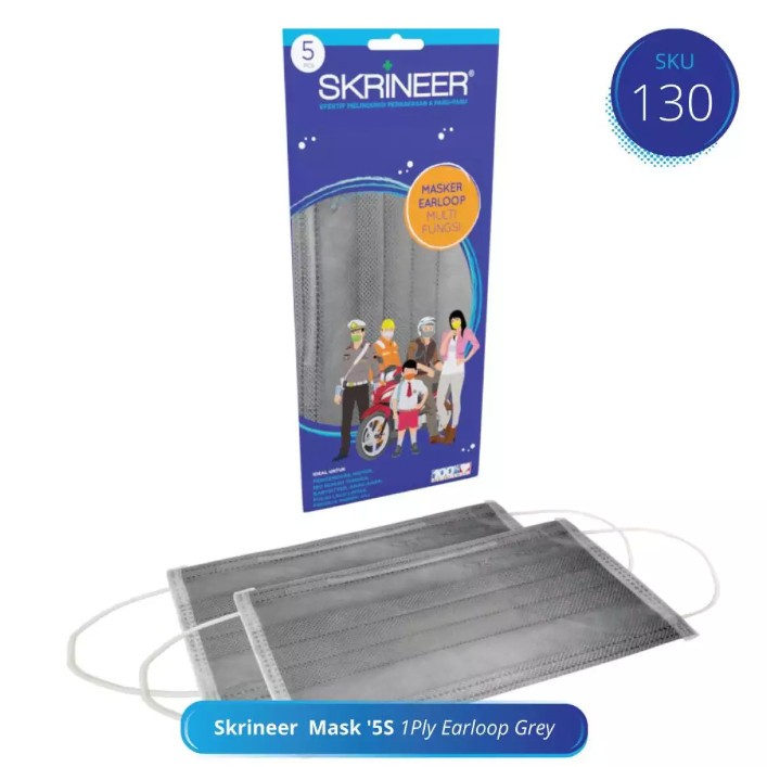 Jual Skrineer Mask '5S 1Ply Earloop Grey | Shopee Indonesia
