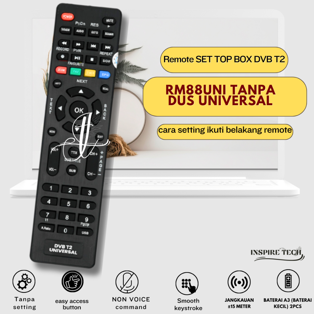 Jual Remote STB RM-88uni Remot SET TOP BOX Multi UNIVERSAL TANPA DUS Visat HD-V1 berbagai merk ...