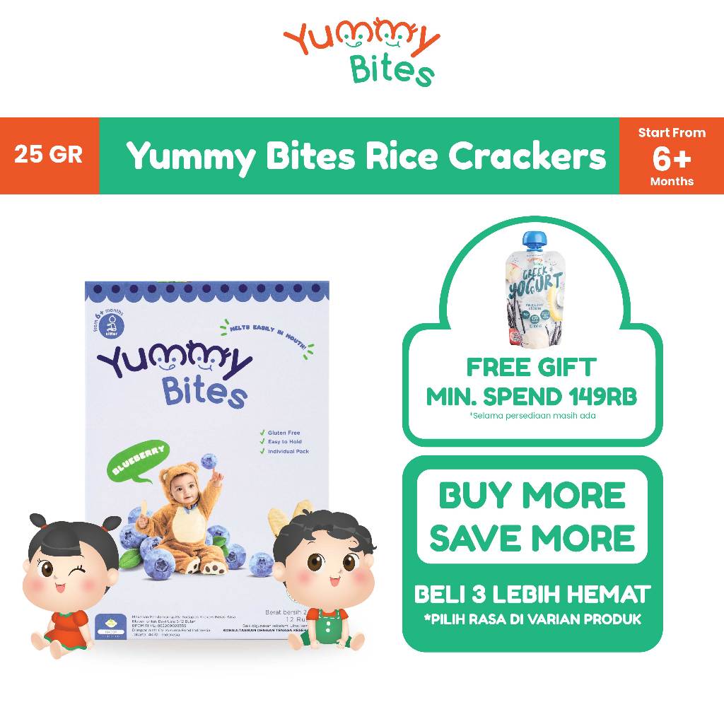 Jual [BUNDLING 3] Yummy Bites Rice Crackers 25 GR Snack Baby/ Cemilan ...