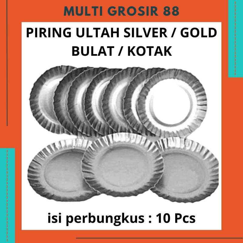 Jual MG88 10 Pcs Piring Kue Kertas / Piring Pesta Ultah Bulat / Kotak Silver Emas / Gold ...