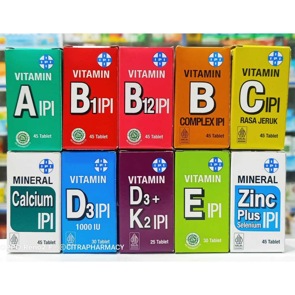 Jual Vitamin 𝐈𝐏𝐈 All Varian 𝐈𝐒𝐈 𝟒𝟓 𝐓𝐀𝐁𝐋𝐄𝐓 - Vitamin A, B1, B12, B Complex, C, Calsium, D3, E dan ...