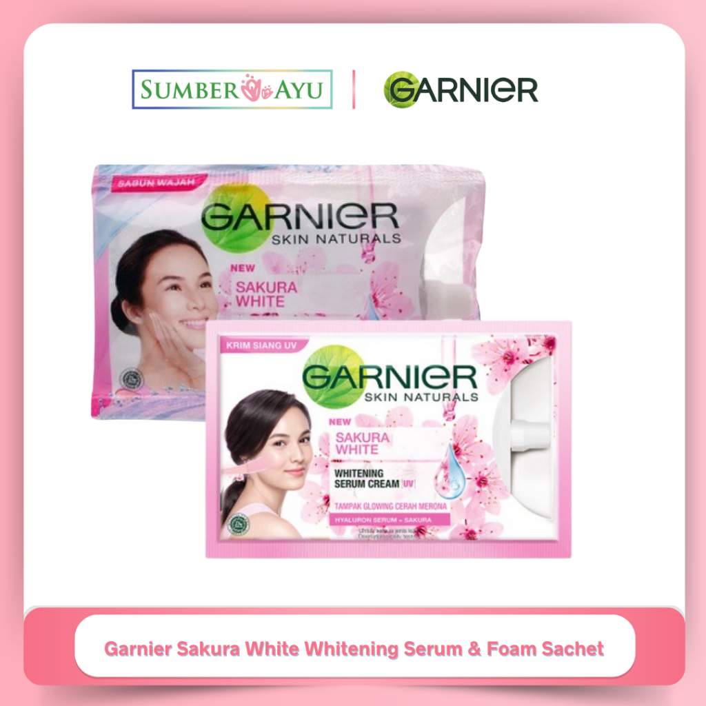 Jual Garnier Sakura White Whitening Serum Cream Sachet | Garnier Sakura ...