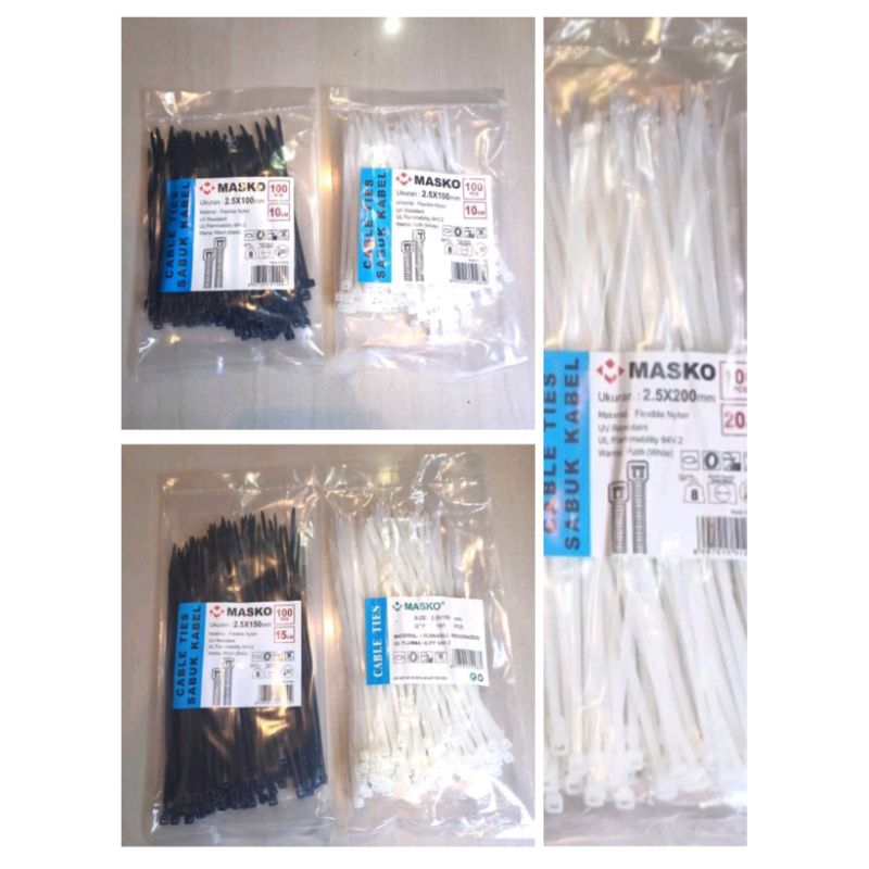 Jual MASKO KABEL TIES 10 15 20 CM / 10CM 15CM 20CM / 2,5 x 100 / 2,5 x ...