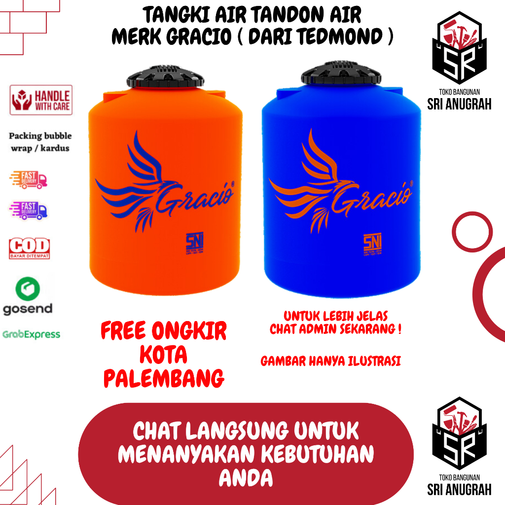 Jual GRACIO Tangki Tandon Vertikal Penyimpanan Air Serbaguna 250L 600L ...