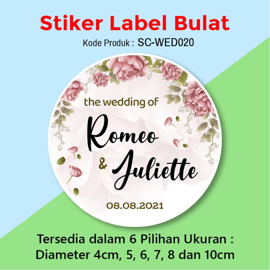 Jual STIKER LABEL PERNIKAHAN WEDDING TUMPENG MINI SOUVENIR BUNGA PINK ...