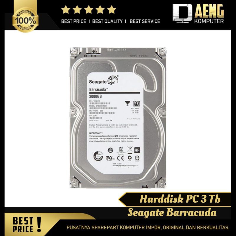 Jual Hardisk Hdd Harddisk PC 3 TB Merk Seagate Barracuda Rpm 7200 ...