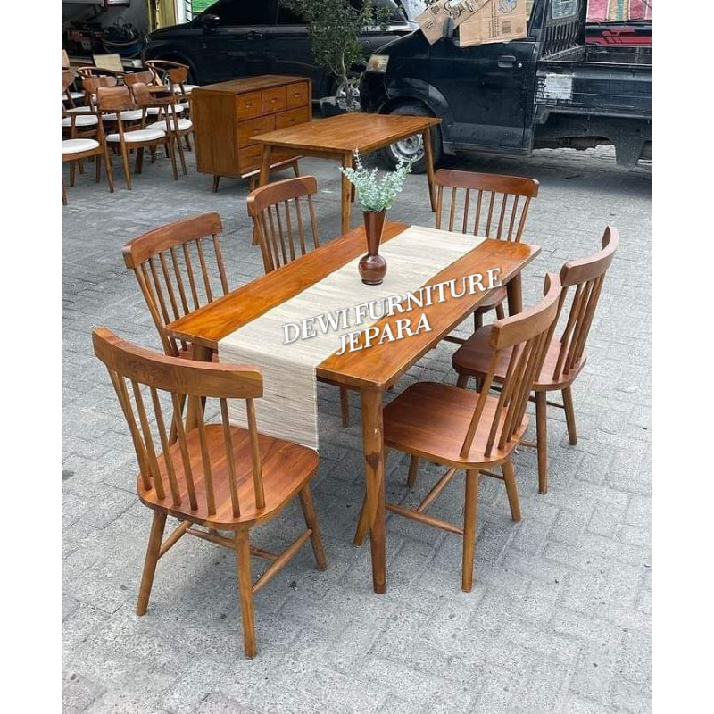 Jual meja makan minimalis jati kursi meja makan cantik jati | Shopee Indonesia